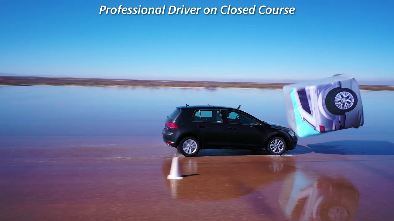 Bridgestone Crash Testing with an inflatable half car